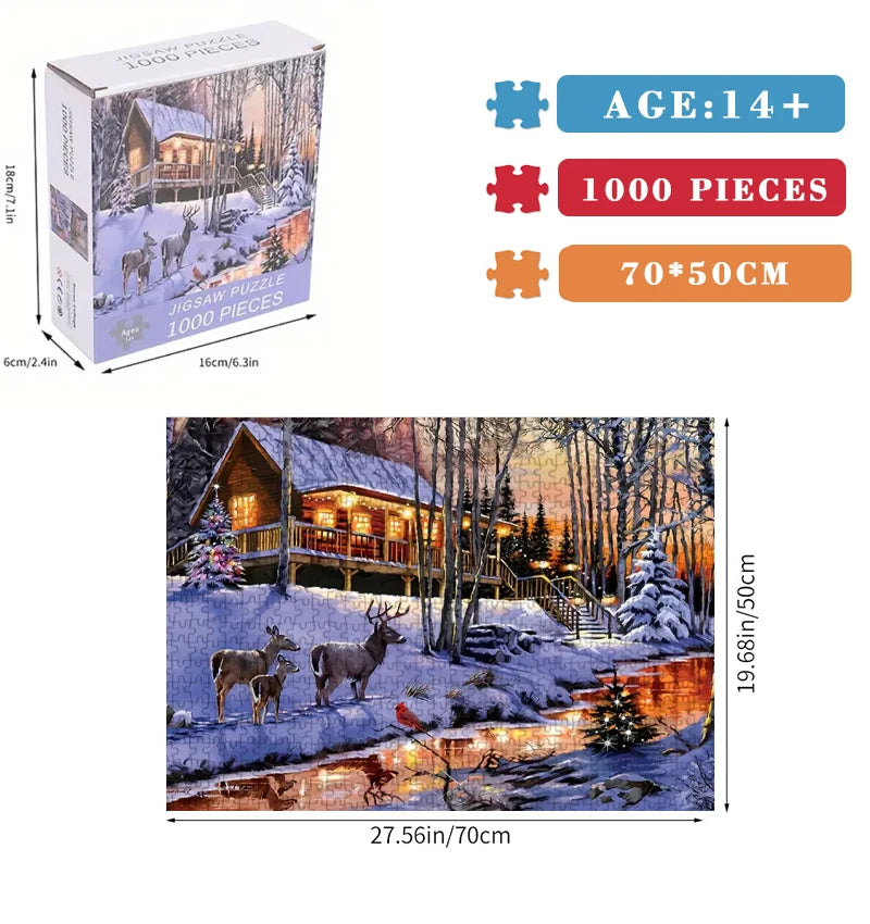70cm*50cm 1000pcs Winter Snow Cottage Collection Jigsaw Puzzle ...